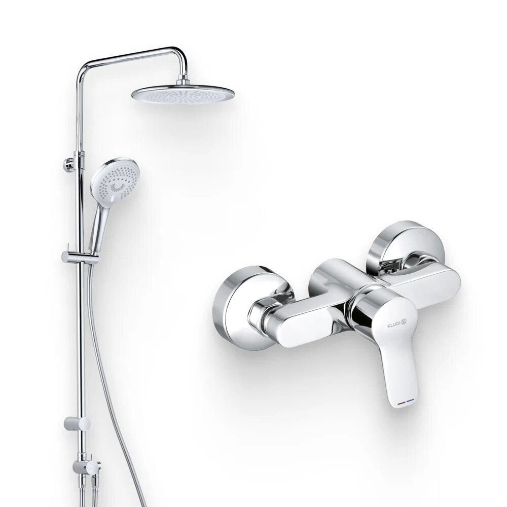 Душевой комплект Смеситель для душа Kludi Pure&Easy / Стойка Freshline dual shower system 6709005-00
