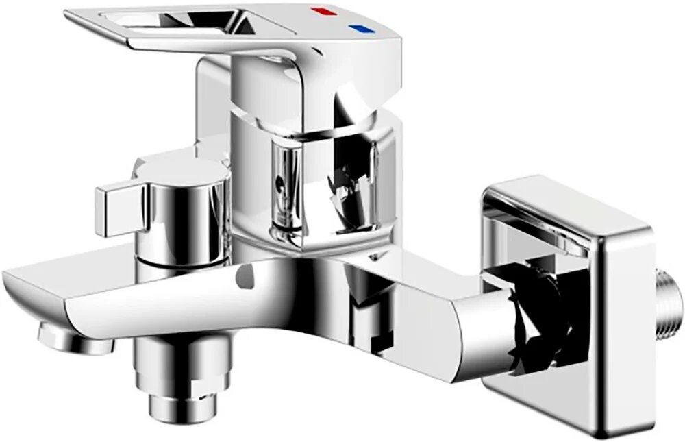 Смеситель для ванны с душем Milardo Atlantic ATLSBC0M02 с душевым гарнитуром, настенный, однорычажный, хром, глянцевый, латунный, с керамическим картриджем