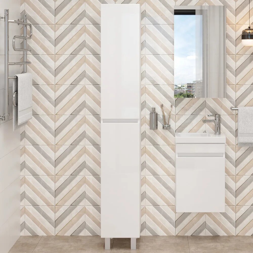 Шкаф-пенал для ванной Onika Милтон 403077 напольный, 30 см, белый