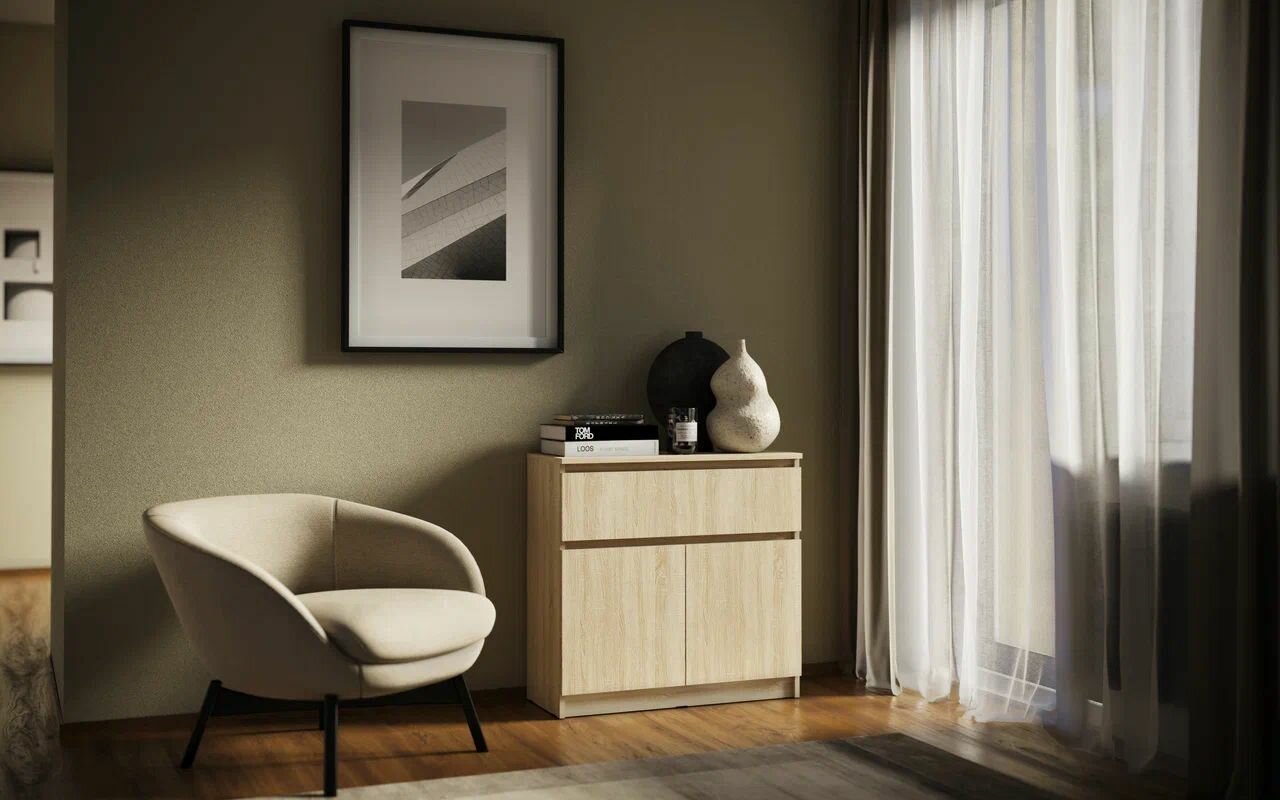 Комод Челси 800 (1 ящик+2 дверь) Дуб сонома