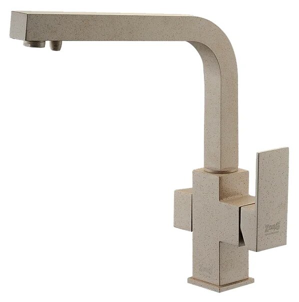 Смеситель для кухни Zorg Clean Water ZR 311 YF- кварц с краном для питьевой воды, с поворотным изливом, бежевый, матовый, однорычажный, латунный, с керамическим картриджем