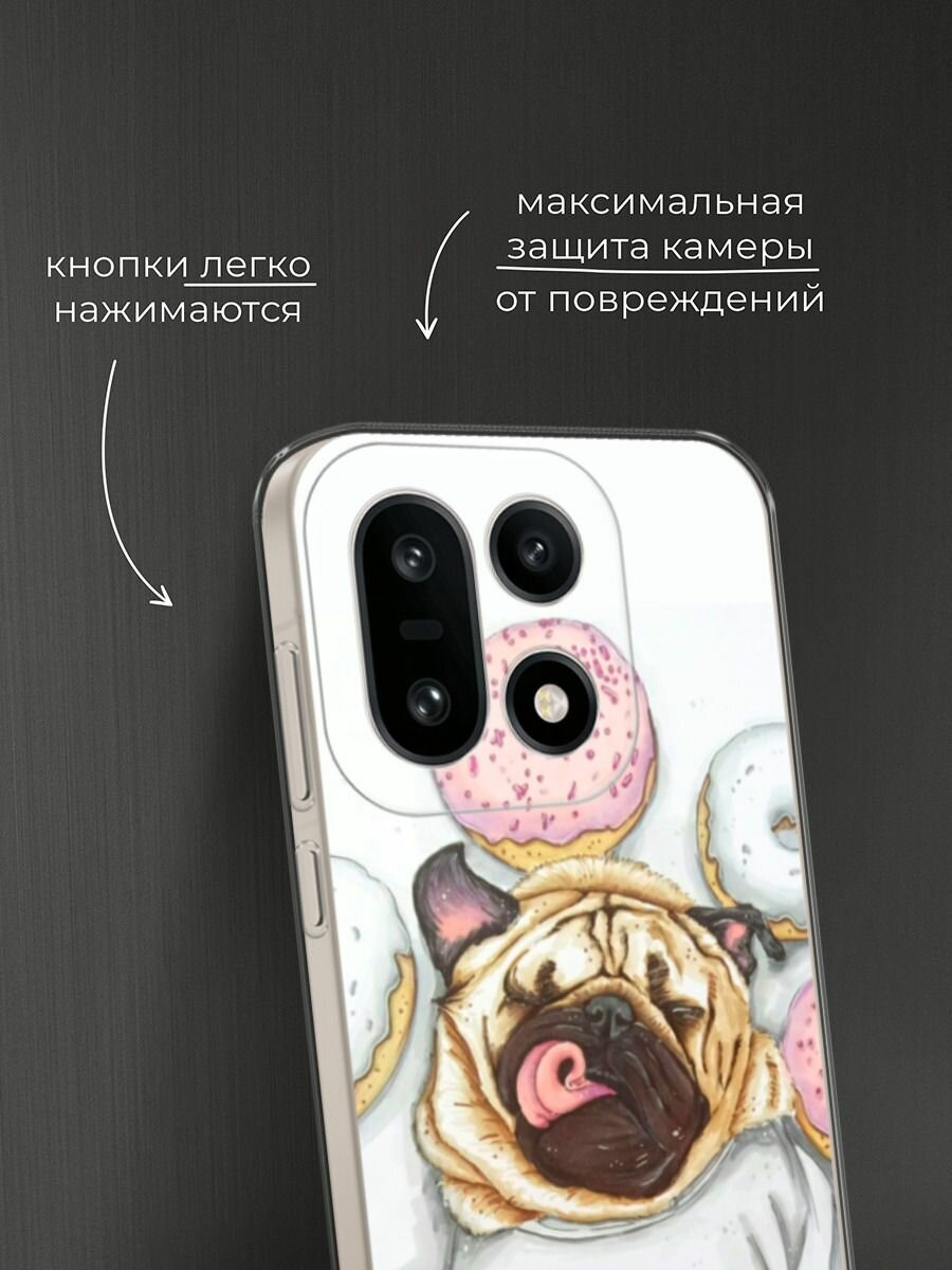 Силиконовый чехол на OnePlus 15 / Ван Плас 15 с принтом Счастливый мопс — фото 1