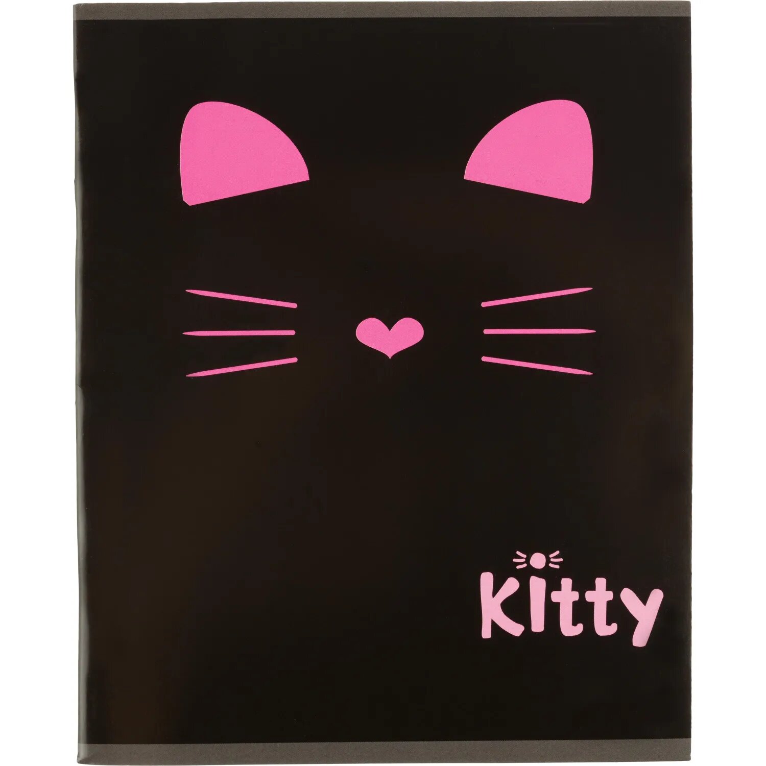 Тетрадь общая А5 48л Kitty черн, клет, скреп, ВД-лак