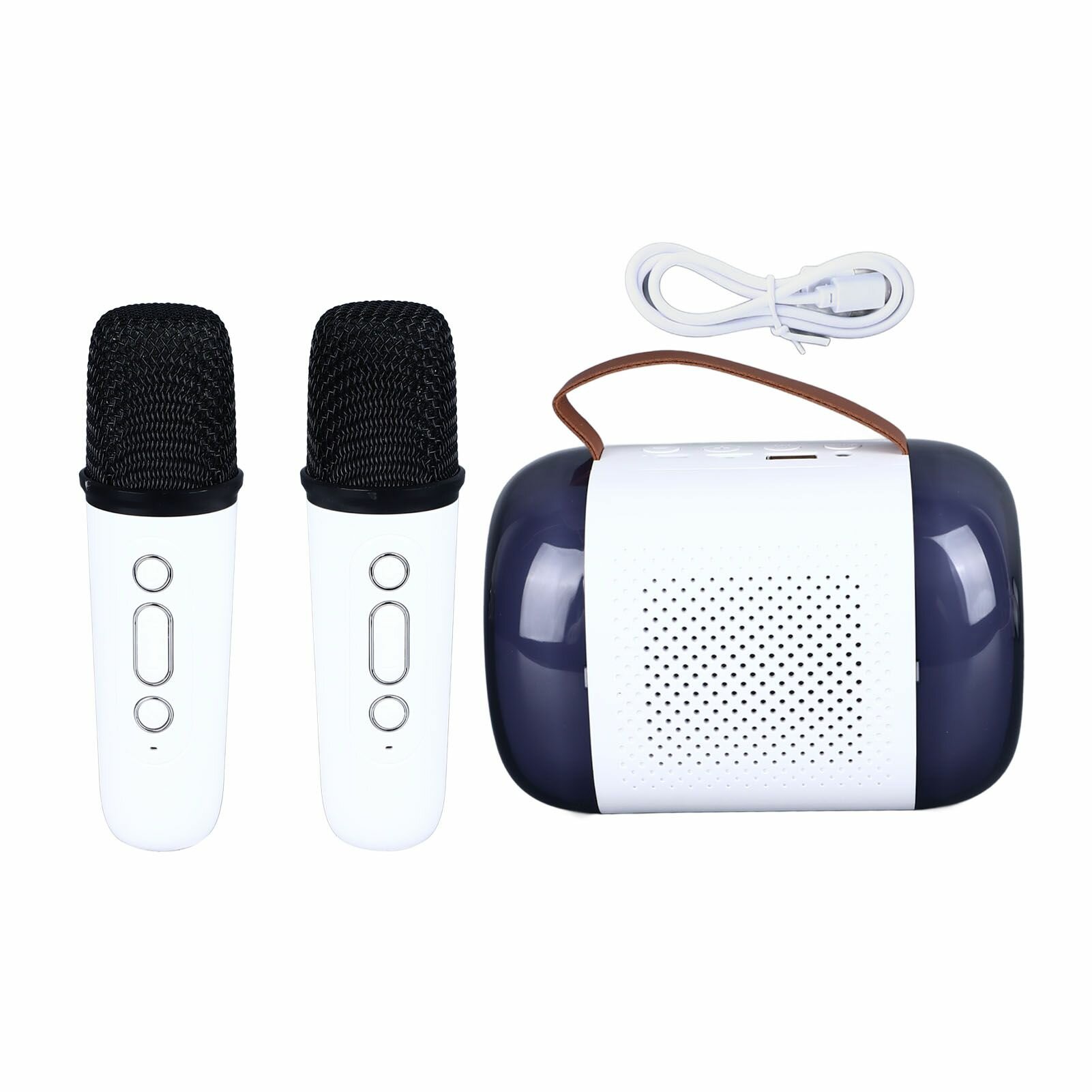 Bluetooth-динамик с двумя микрофонами, цветной RGB-световой эффект, портативный BT-караоке-комплект для домашнего KTV