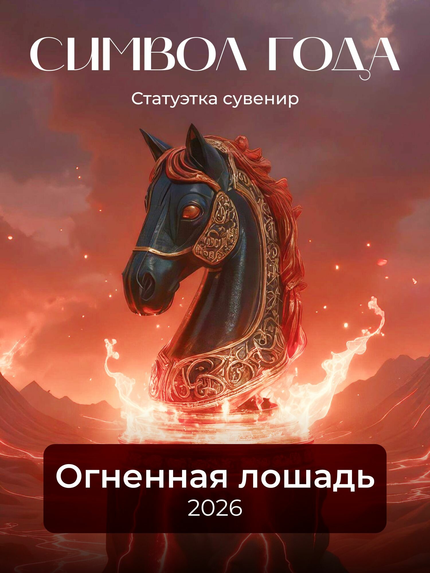 Статуэтка "Символ Года Огненной Лошади", ручная работа, 15см