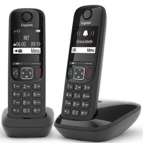 Радиотелефон Gigaset Dect AS690 DUO черный (труб. в компл:2шт) АОН