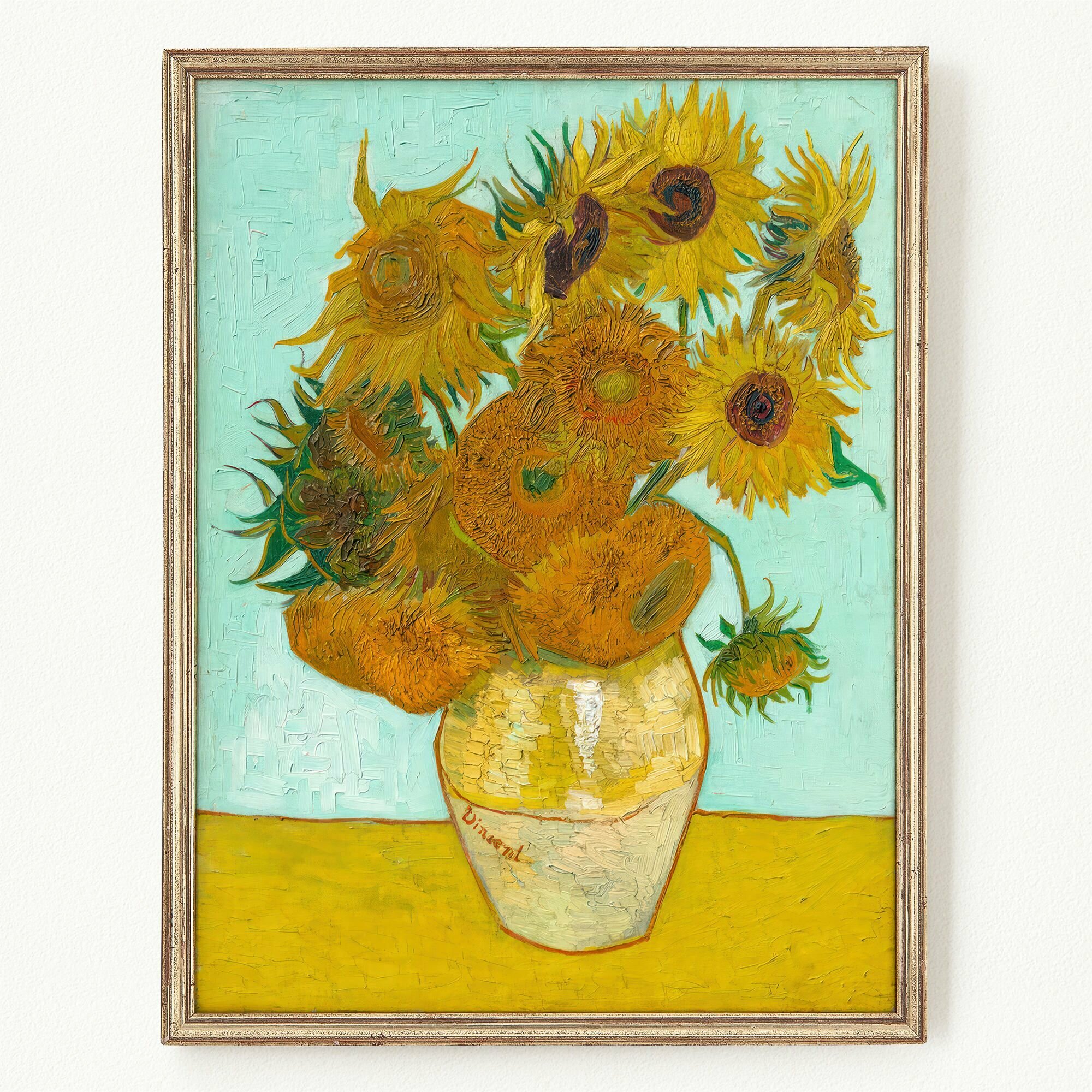Постер "Ваза с двенадцатью подсолнухами - Винсент ван Гог", 40х50 см (без рамки)