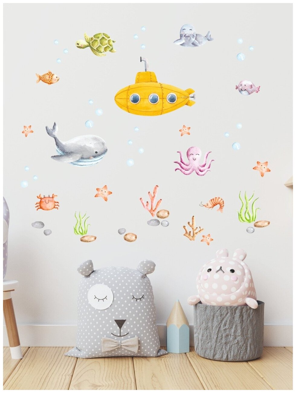 Наклейки на стену интерьерные Подводный мир для детской комнаты Lisadecor