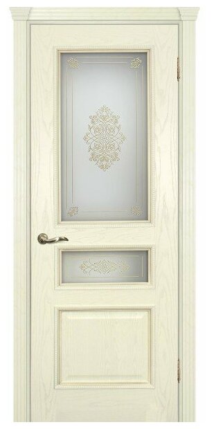 Фрейм 03 Ясень бисквит, багет тиснение патина карамель, ст. витраж контурный золотой белое Текона