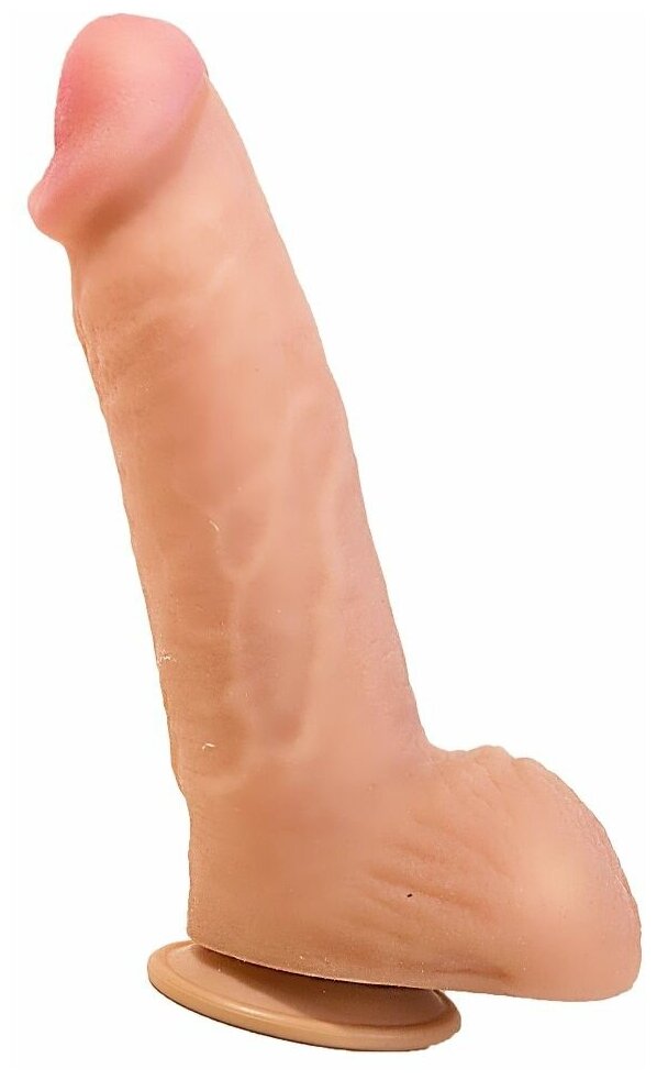 Реалистичный фаллоимитатор на присоске в упаковке-плёнке - 23 см, LOVETOY (А-Полимер), неоскин, телесный