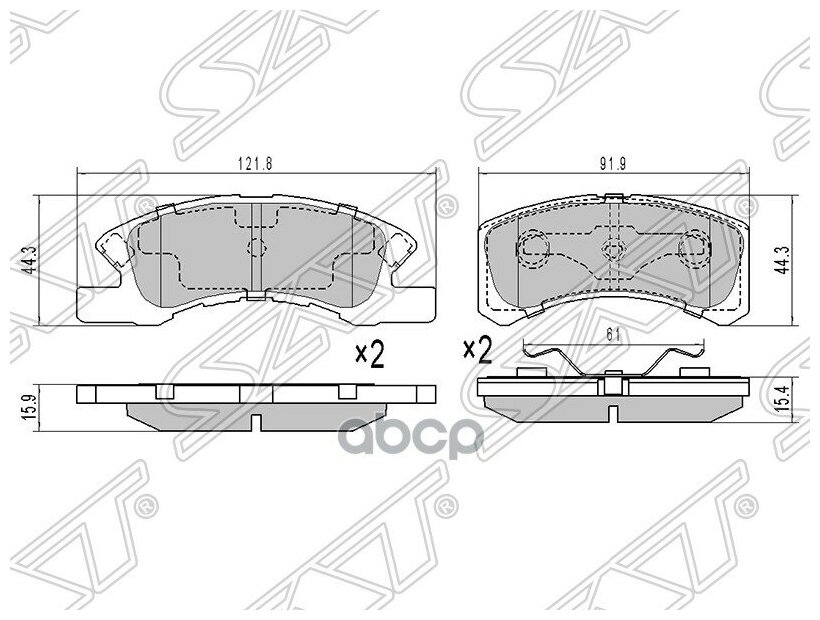 Колодки тормозные (Спереди) Mitsubishi eK Wagon 01-06 / Minica 98-11 Sat арт. ST-4605A272