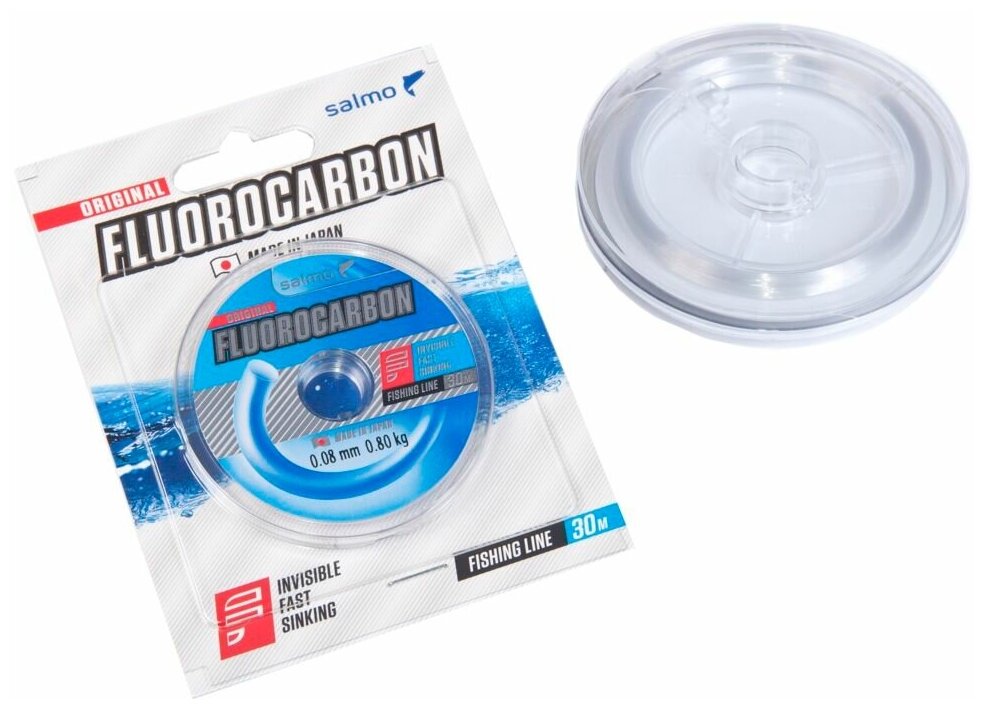 Salmo Леска Fluorocarbon 30/008 для спиннинговой ловли чувствительность и прочность