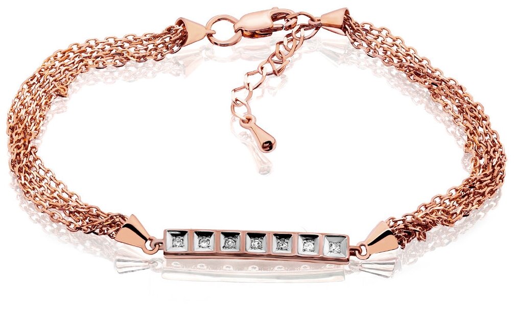 Браслет, красное золото, 585 проба, бриллиант