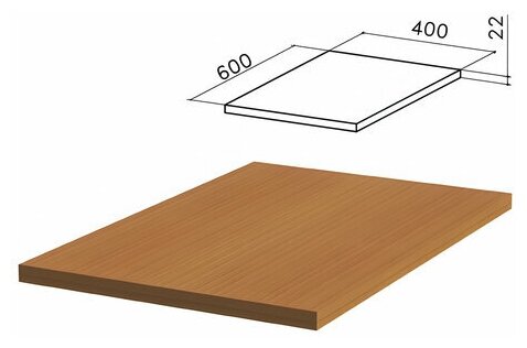 Крышка для тумбы приставной (код 640145) "Монолит", 400х600х22 мм, орех гварнери, ТМ02.3