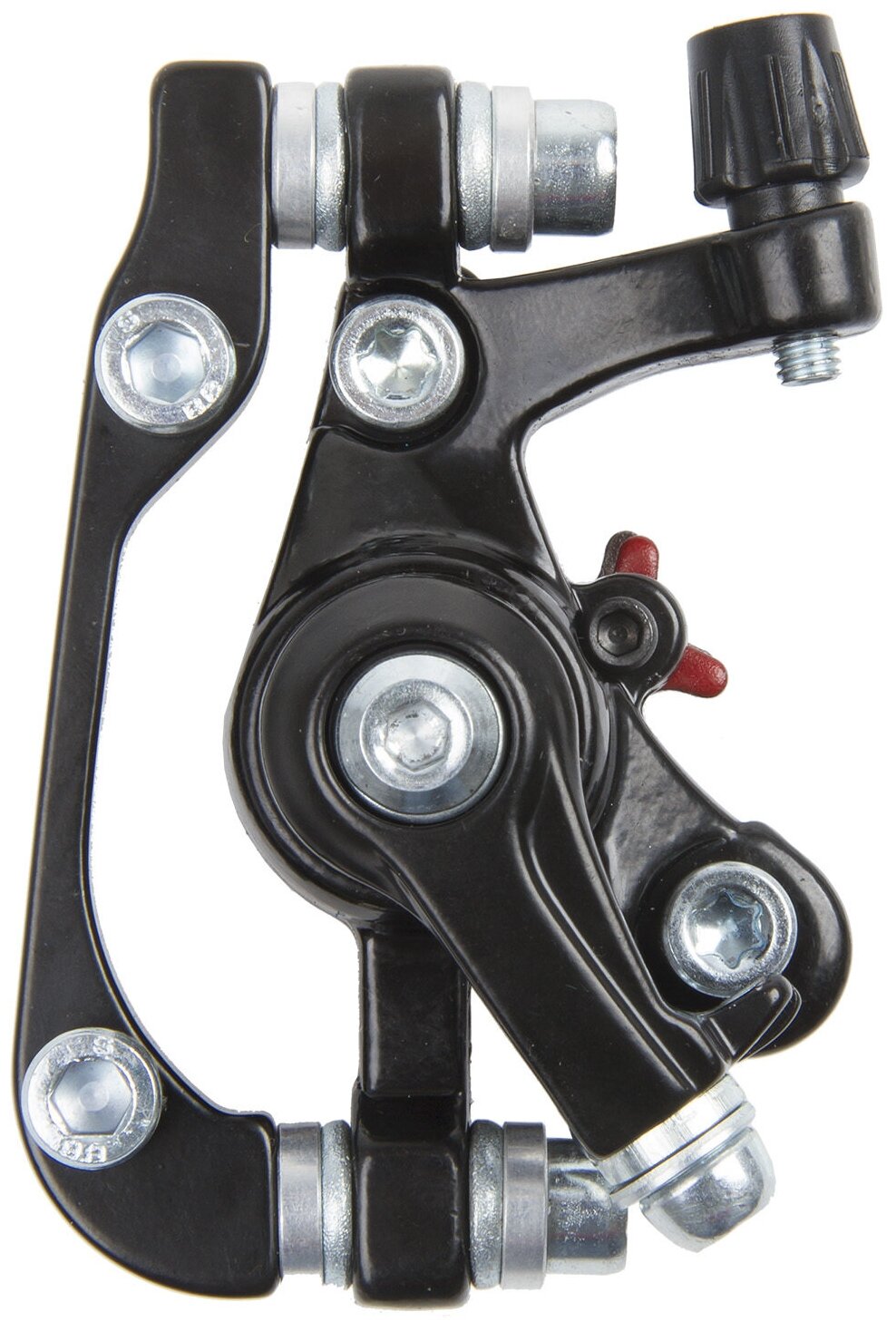 Тормозной механический велосипедный набор в сборе дисковый задний (суппорт+колодки+адаптер 180/160мм) черный