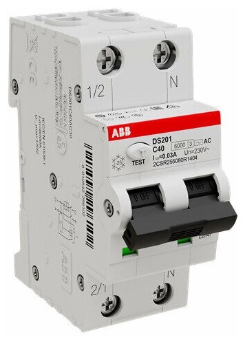 Дифавтомат ABB DS201 1P+N 40А ( C ) 6 кА, 30 мА ( AC ), 2CSR255080R1404