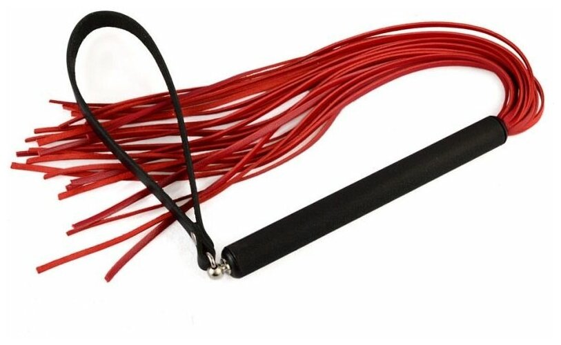 Красная кожаная плеть MIX с черной рукоятью - 47 см. Производитель - Sitabella.