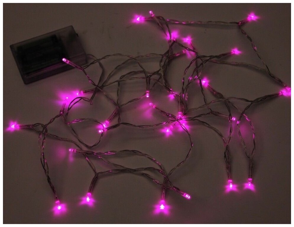 Гирлянда капельки света, 50 розовых LED-огней, 5+0.3 м, прозрачный провод, батарейки, Koopman International AXS300360-р