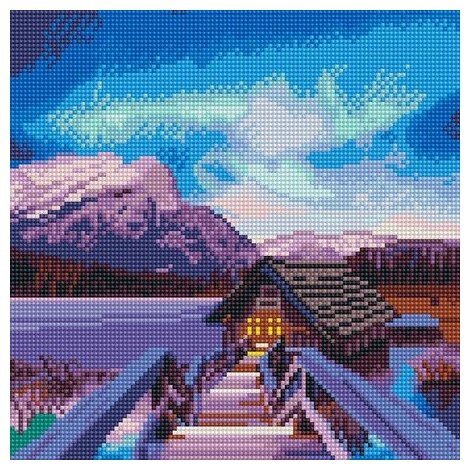 Алмазная мозаика Домик на озере 30x30 см.