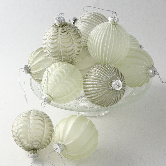 Набор стеклянных шаров Мистерио 8 см светло-зеленый, 12 шт, Boltze, 2023461-набор