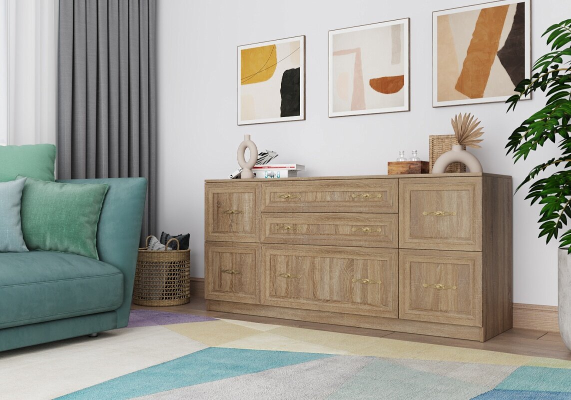 Комод МебельЛэнд24 Карлос - 044 Дуб Сонома 160x45x75 дуб светлый