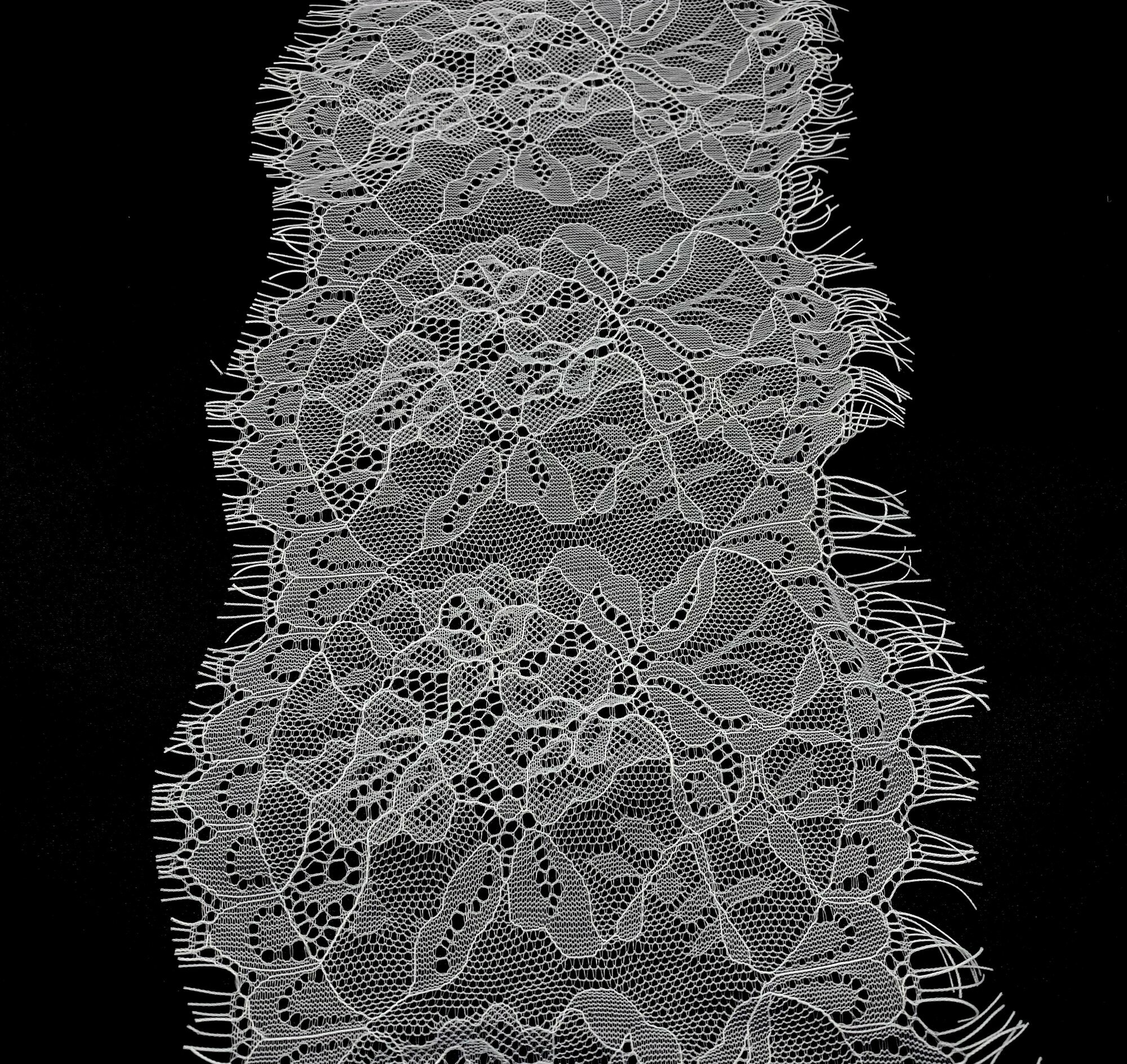 Кружево реснички (французское кружево "шантильи") шир.180мм цв. белый (2 шт по 3 метра)