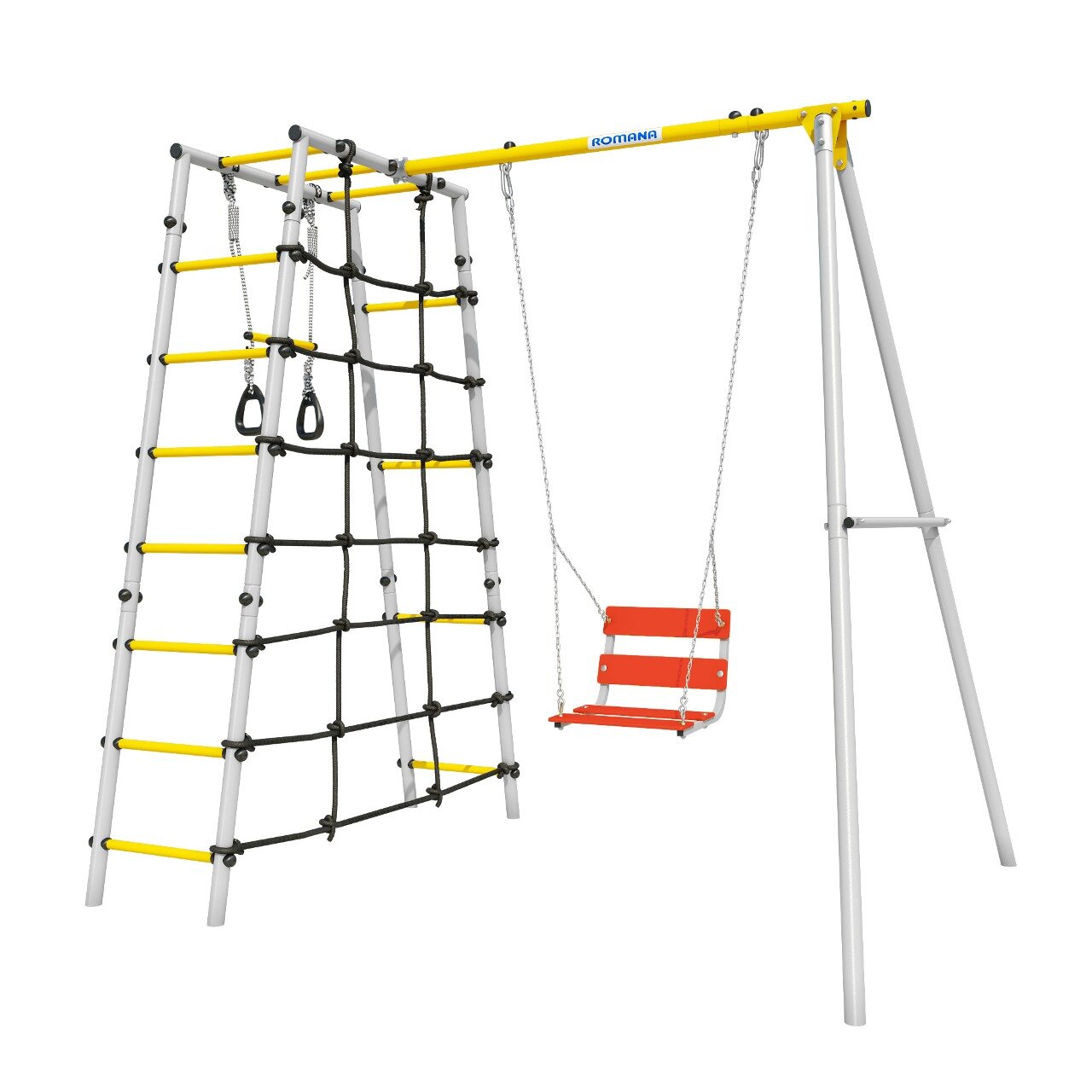 Спортивно-игровой комплекс Romana D1, качели цепные со спинкой 103.31.06, серый/жёлтый