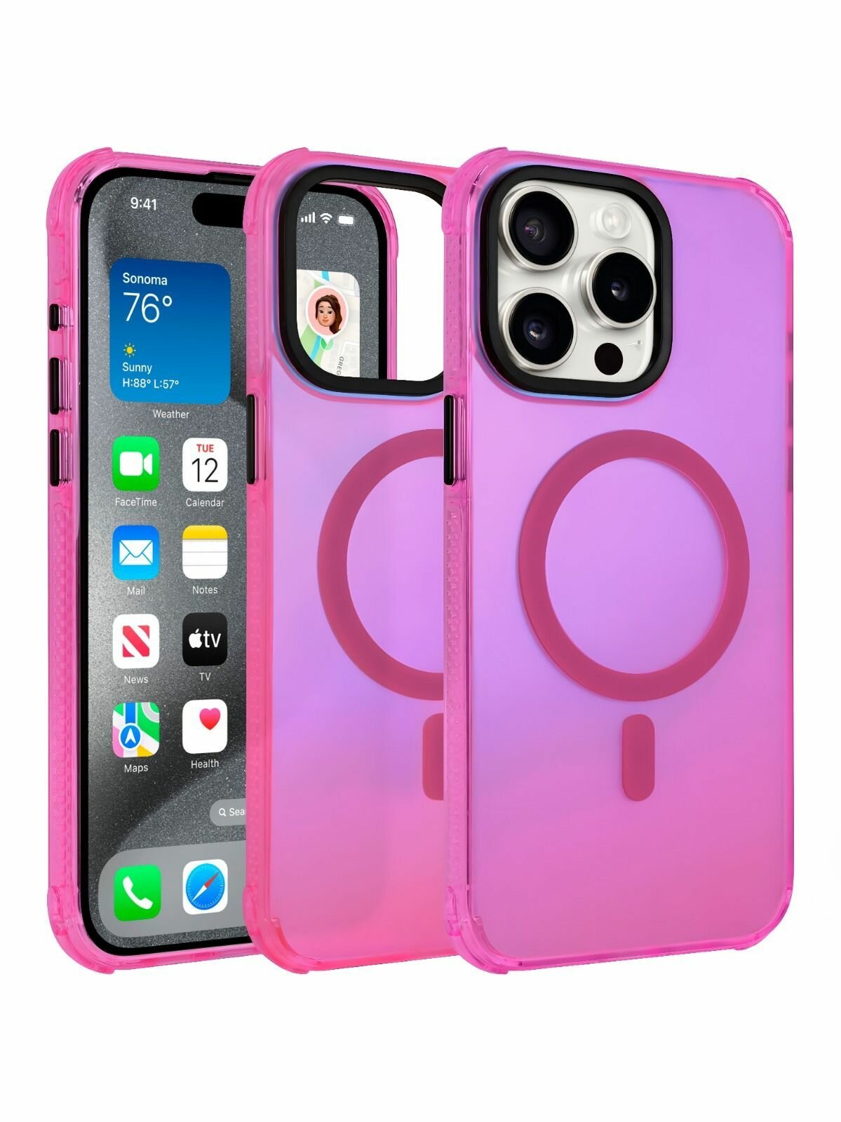 Чехол накладка iPhone 15 Pro Max 6.7" Gurdini Asty Series with Magsafe Rose Red