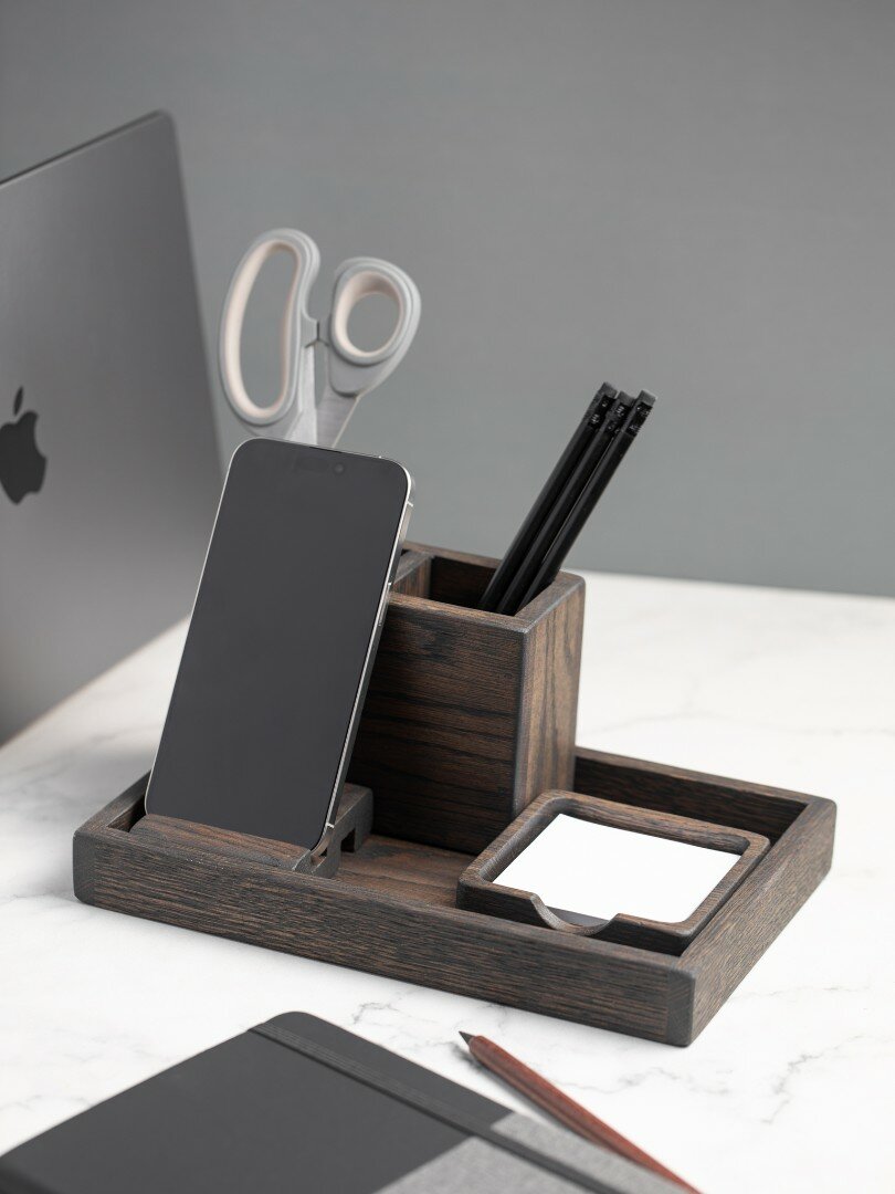 Подарочный набор канцелярии Foxwoodrus "Офисный стиль", дерево, темный дуб