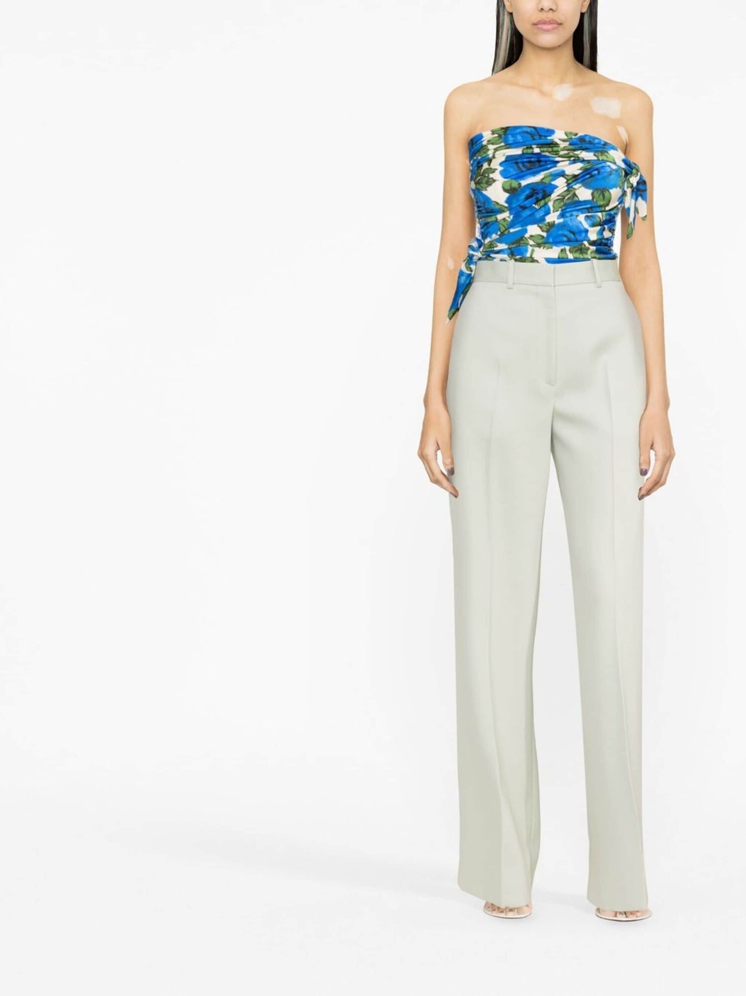 Топ PHILOSOPHY Di Lorenzo Serafini Floral-print strapless top, размер 38, синий — фото 1
