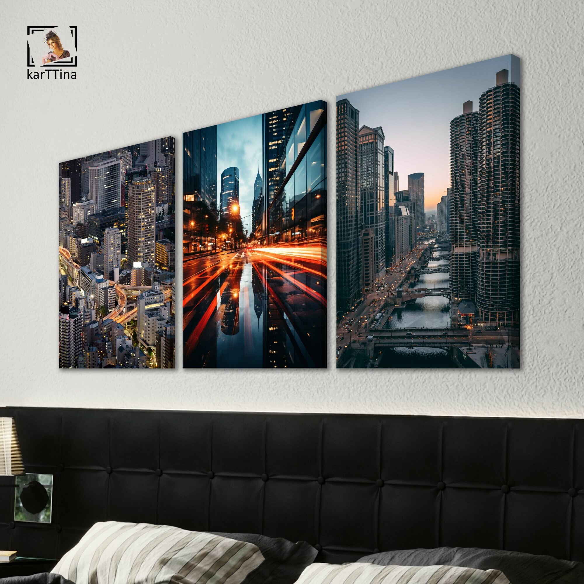 Картина karTTina "Уличная жизнь", 150 см х 70 см, на деревянном подрамнике