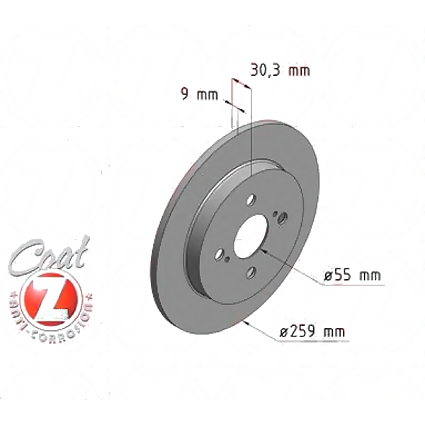 ZIMMERMANN 590.2806.20 (4243152080) диск торм toy iq / Yaris (Ярис) 07- зад не вент (Комплект 2 штуки)