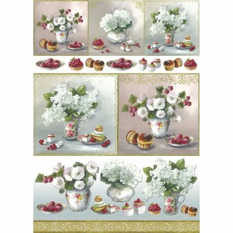 Карта для декупажа STAMPERIA "Цветы в вазе", 50х70 см, 80 г/м2