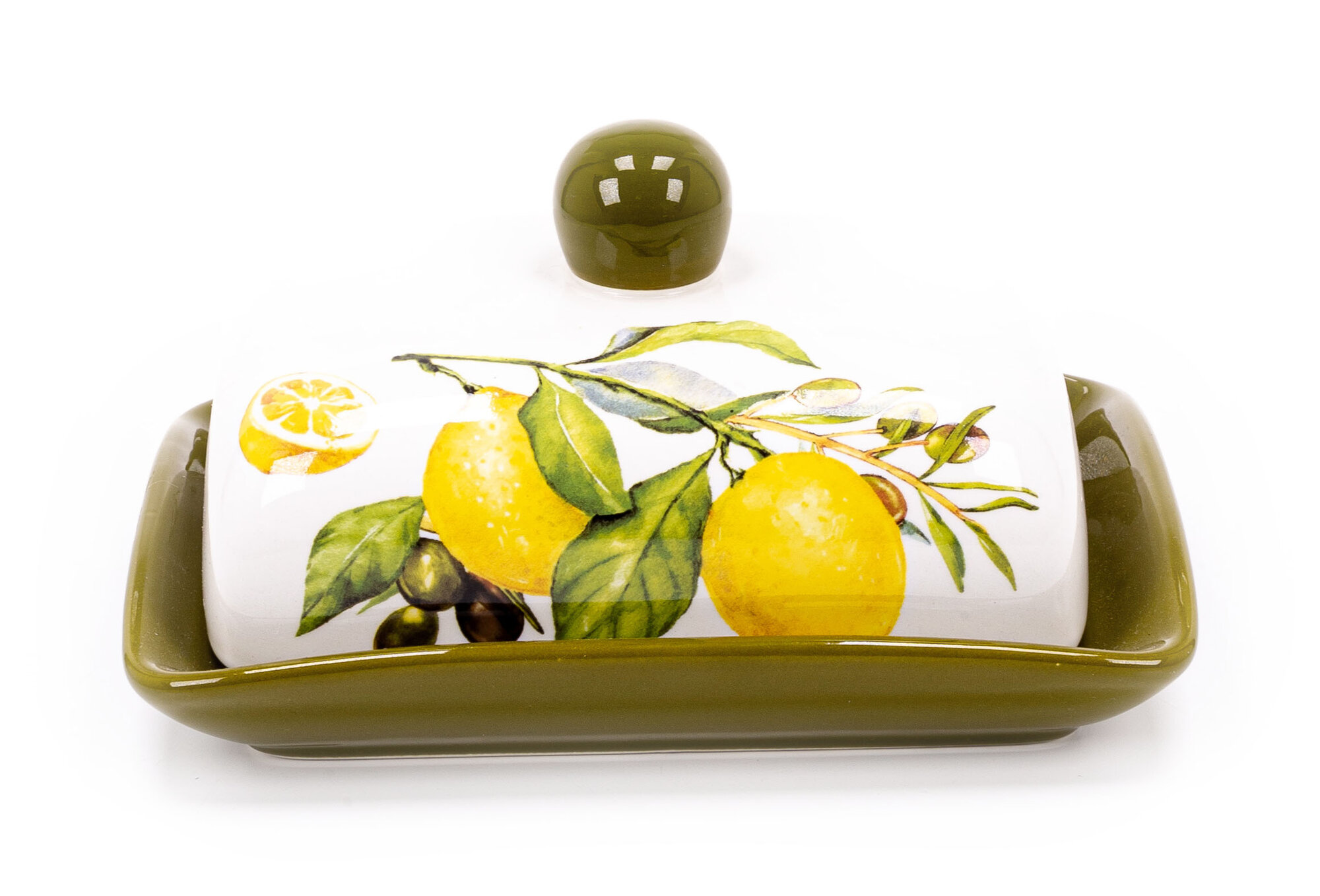 Масленка Agness Лемон три керамика 17х12,5х8,5см
