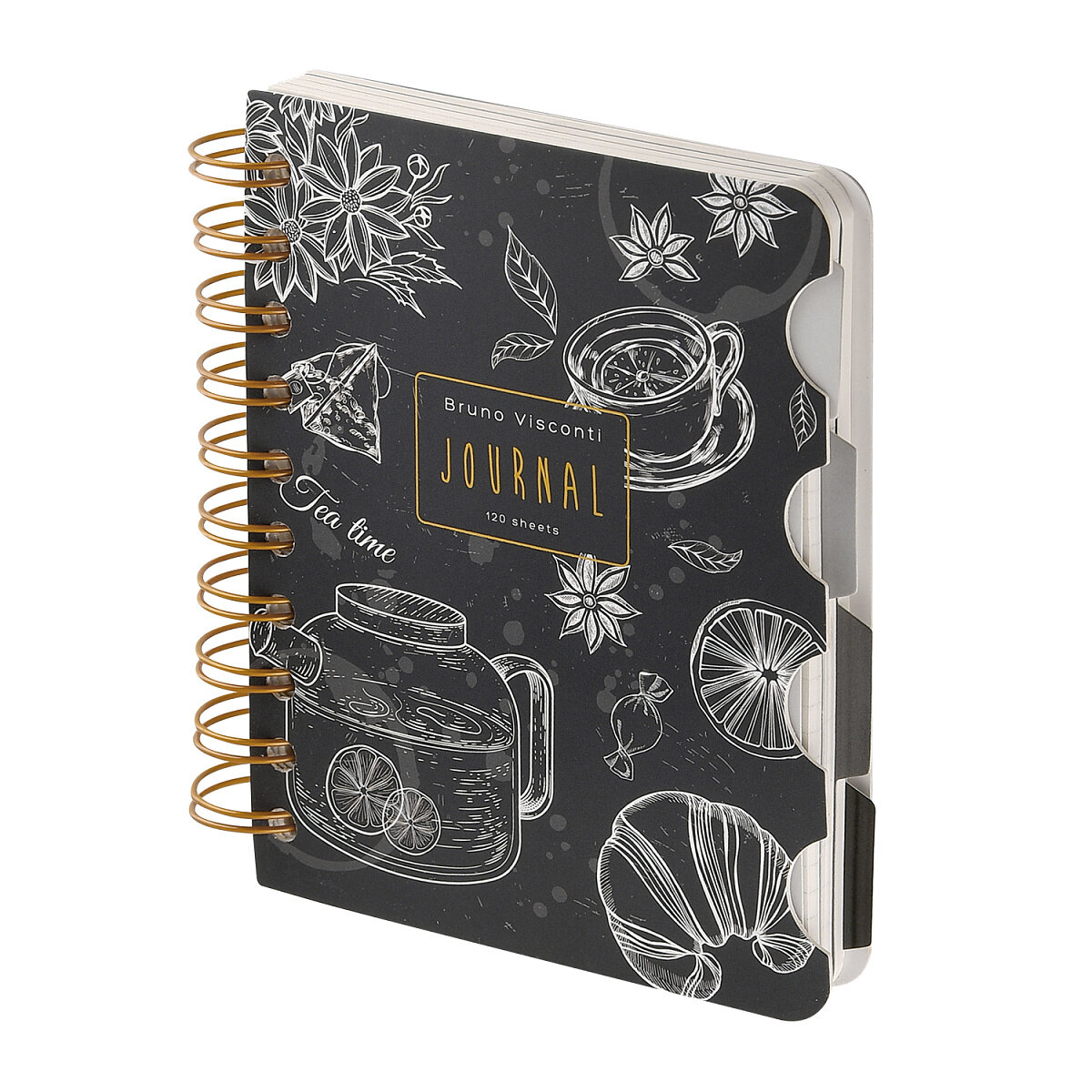 Записная книжка "ART JOURNAL" А6,120 Л. На гребне, С разделителями "Caffè nero"