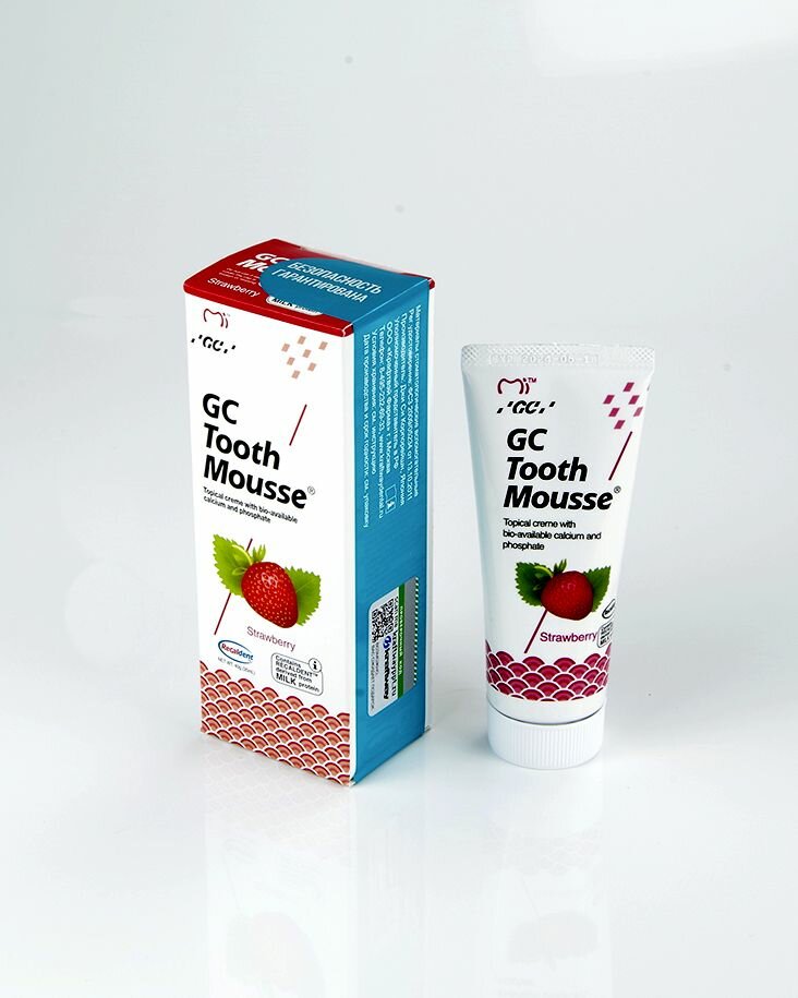 Зубной гель Tooth Mousse (Тусс мусс) - для реминерализации и снижения чувствительности зубов, 40г (Клубника), GC