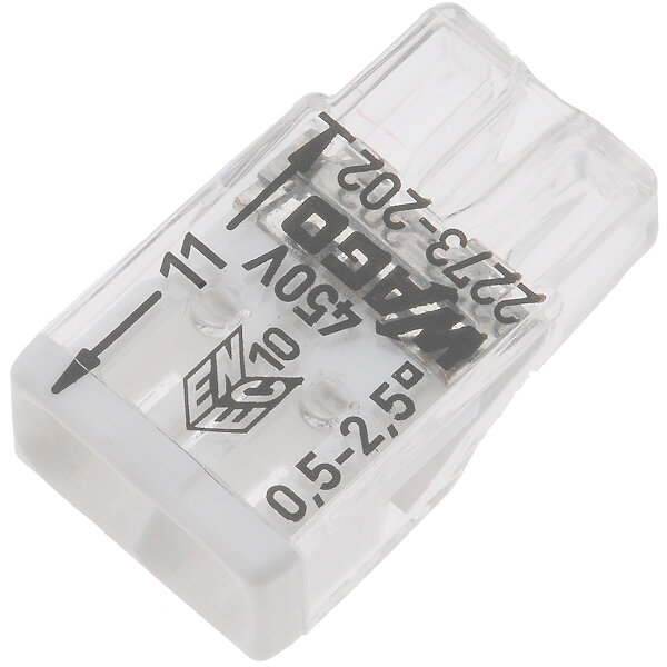 Клемма Wago 2273-202 безвинтовой 2х(0,5-2,5) кв. мм для меди (100 шт. в комплекте)