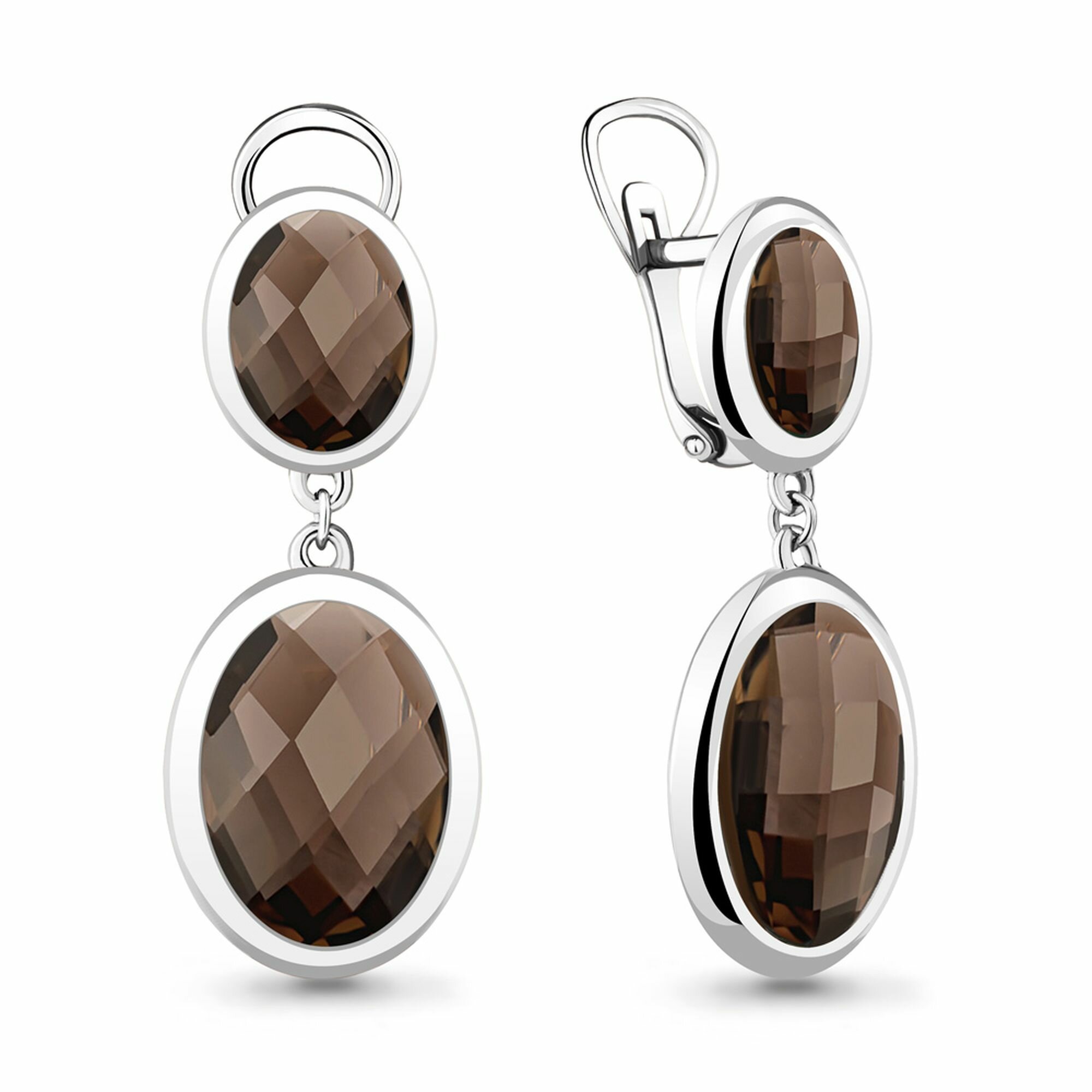 Серьги, серебро, 925 проба, родирование, кварц