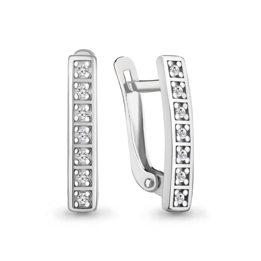 Серьги Diamant online, серебро, 925 проба, родирование, фианит