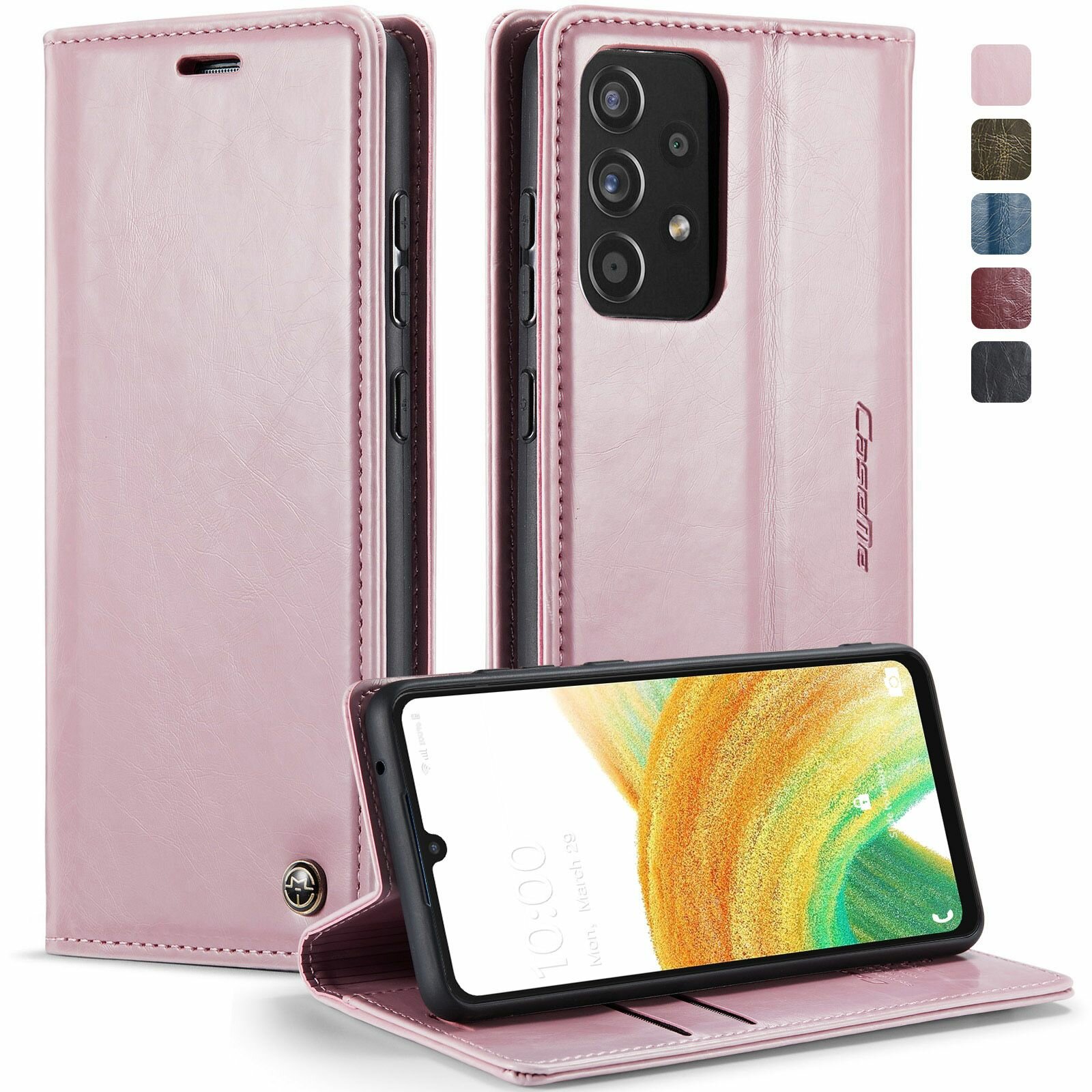 CaseMe Кожаный книжка чехол для Samsung Galaxy A33 5G / Самсунг A33 5G с визитницей из экокожи