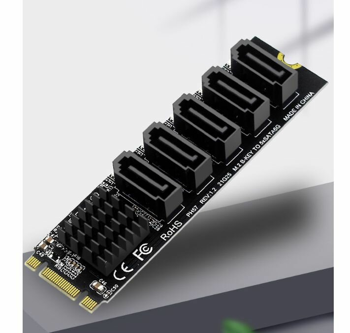 Плата расширения M.2 NGFF B-KEY SATA на 5 портов SATA3 6 Гбит