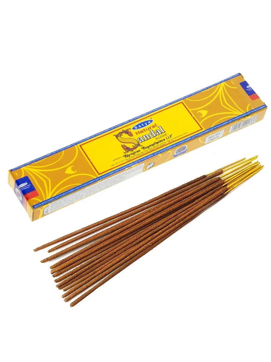 Аромапалочки Натуральный Сандал Сатья, Natural Sandal Satya, 2 кор. по 15 палочек