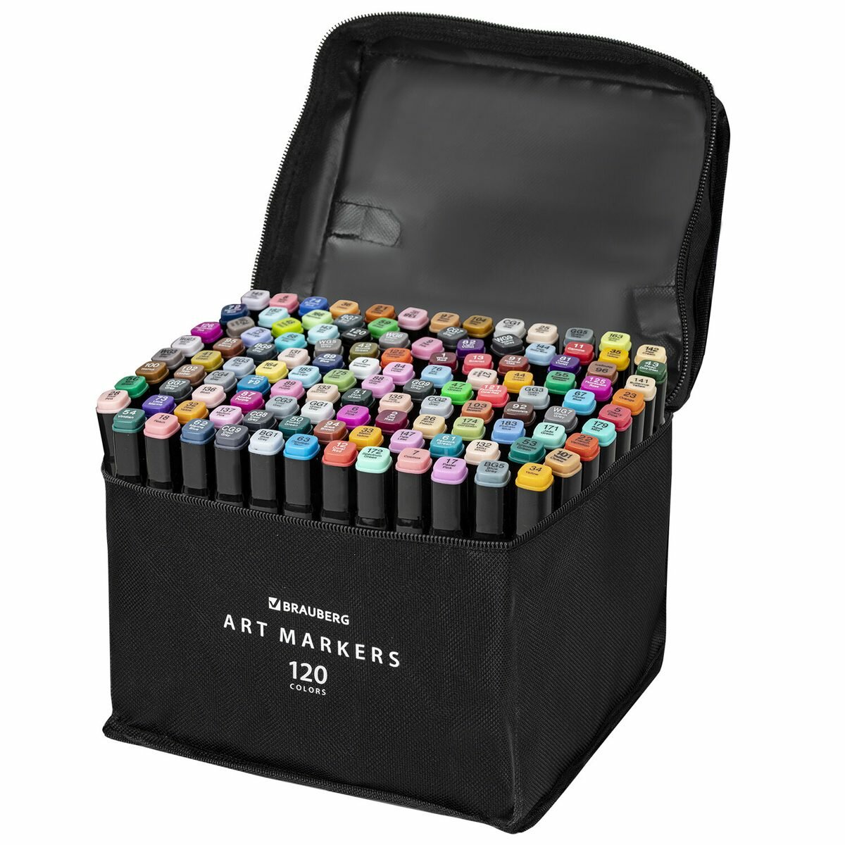 Набор маркеров художественных двусторонних Brauberg, набор 120шт, текстильный чехол (152234)