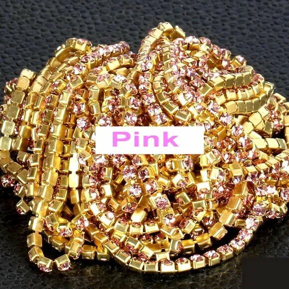 Цепочка когтей SNCRYSTAL стеклянные стразы Розовый, SS12 3mm 10yards, A17 Pink