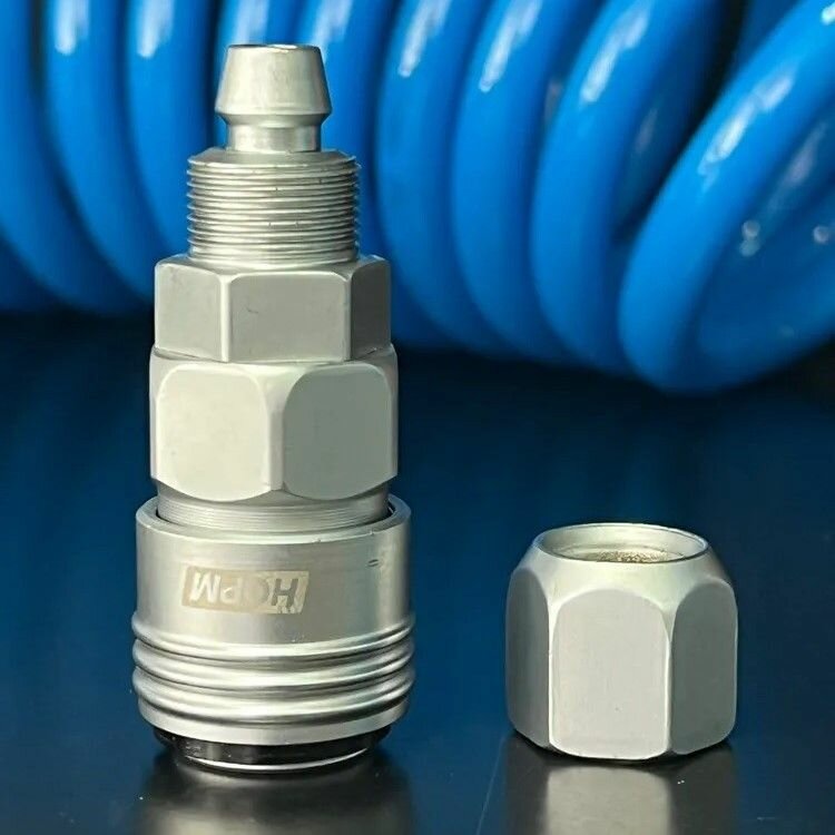 Быстросъемное соединение с гайкой на шланг 8мм12мм, Переходник для пневмоинструмента / (рапид, мама - елочка)