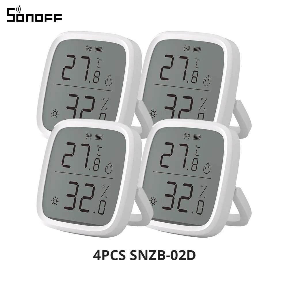 SONOFF SNZB-02D, комплект 4шт, датчик температуры и влажности
