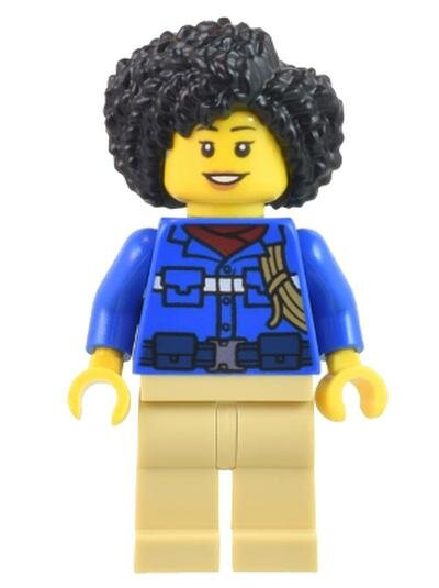 Минифигурка Lego cty1445 Wildlife Rescue Ranger - Female, Blue Shirt with 'RESCUE' on Back, Tan Legs, Black Coiled Hair (Maya)