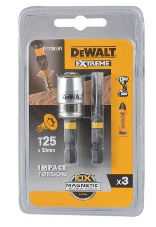 Биты DeWalt T25, 50 мм, c магнитным держателем, DT70538T