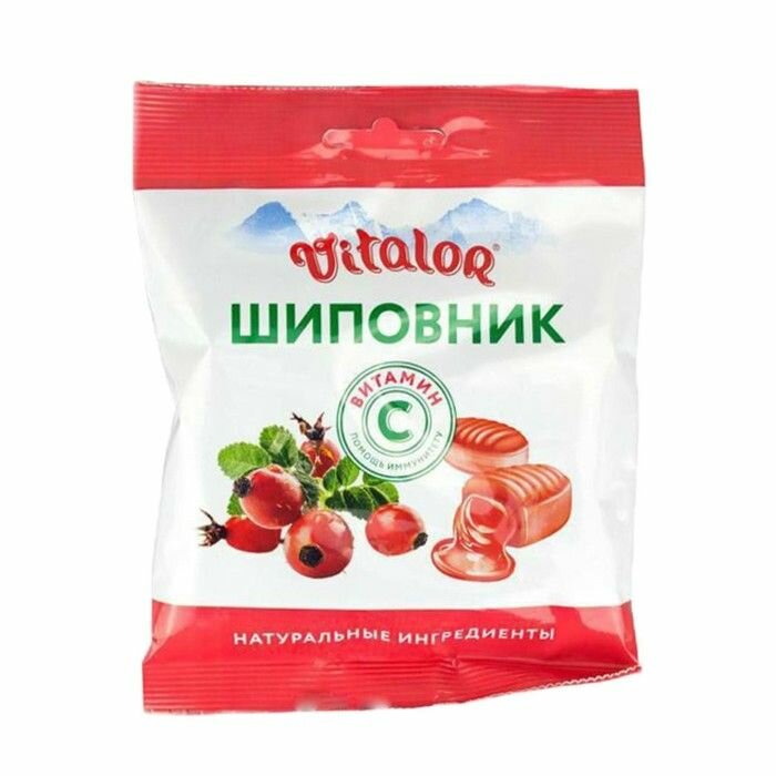 Леденцы Виталор на основе трав с витамином С со вкусом шиповника 60г