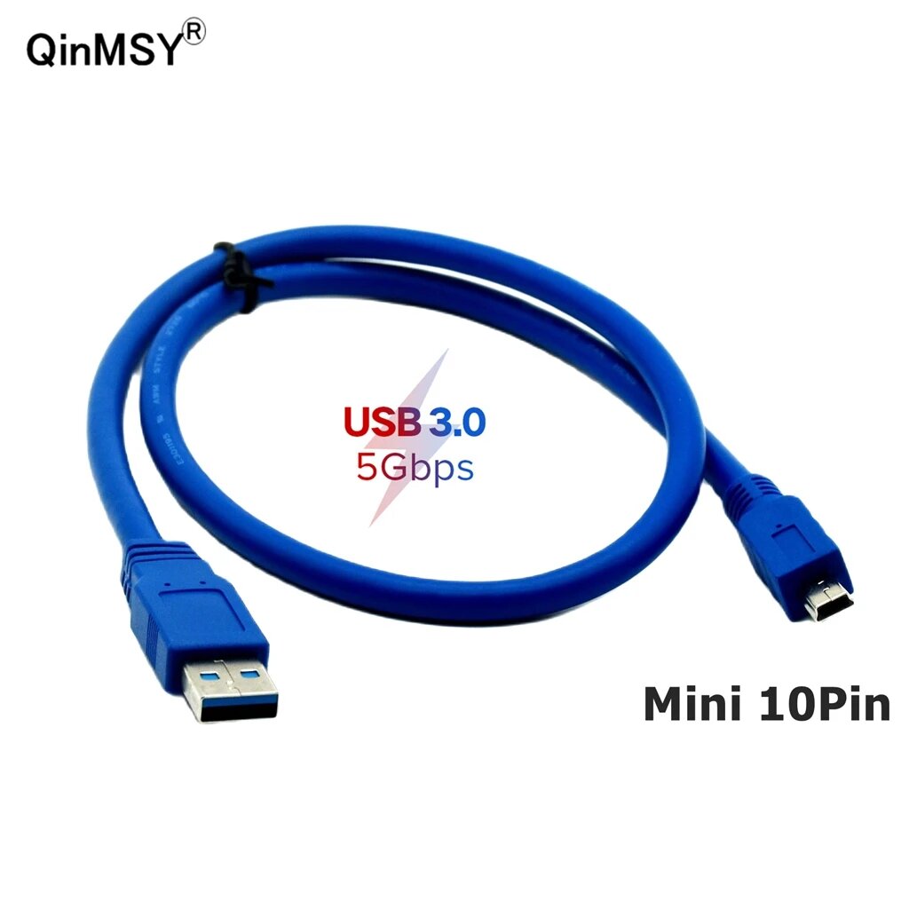 USB 3.0 кабель QinMSY Mini 10Pin, 5m, синий